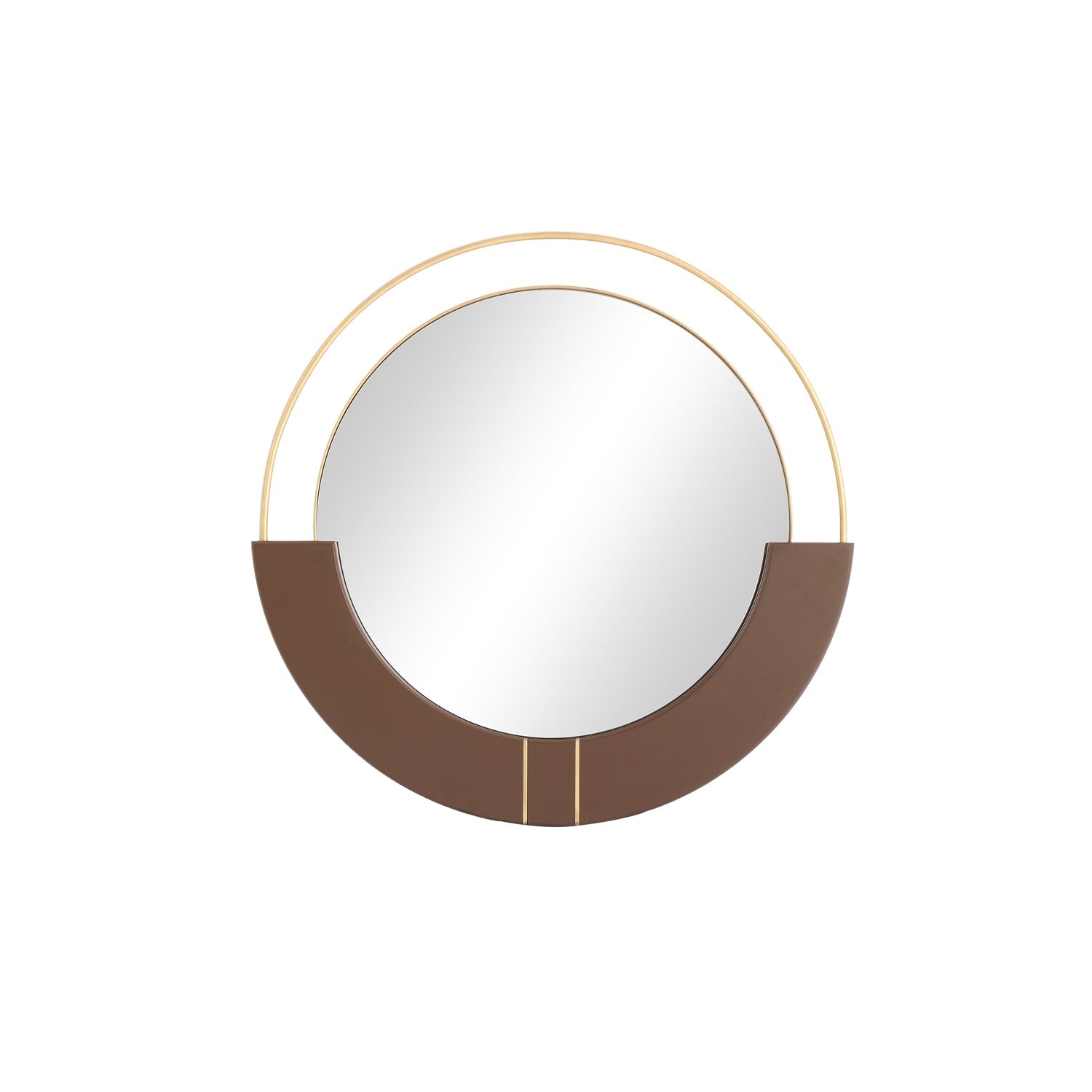 MacLuu Brown and Gold Round Decorative Accent Wall Mirror – Budget ...