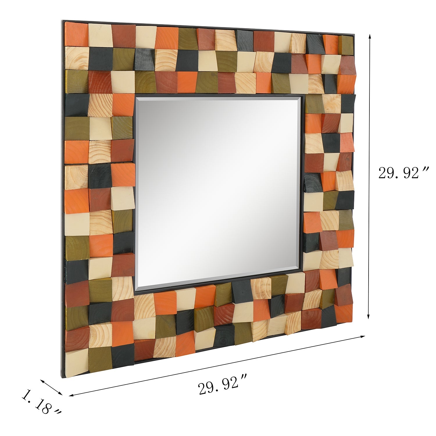 MacLuu 30 Inch Square Wood Decorative Wall Mirror – Budget Better Home